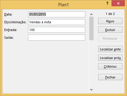 Excel - Função Formulário