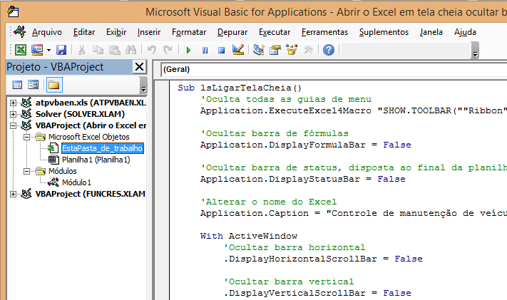Abrir o Excel em tela cheia ocultar barras, guias e ferramentas