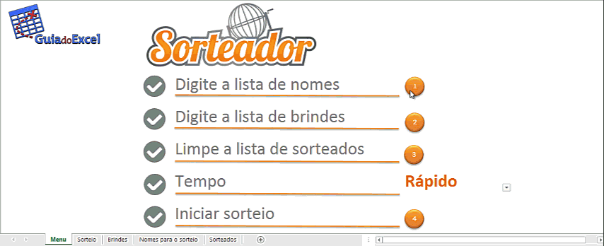 Planilha de sorteio de brindes Excel
