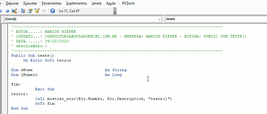 RVTools - Suplemento VBE Excel Gratuito para desenvolvimento e ...