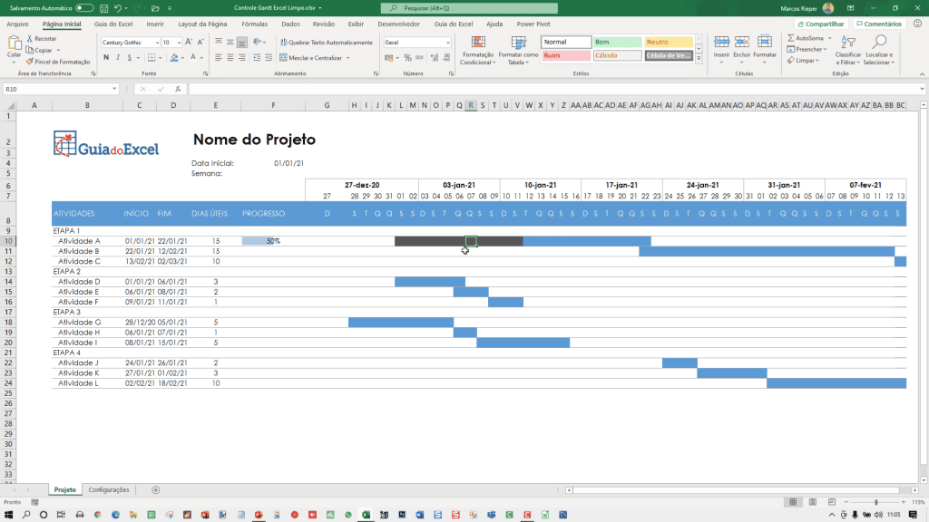 Criar Gráfico de Gantt no Excel - Guia do Excel