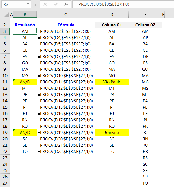 Como comparar Duas Colunas no Excel - Guia do Excel Como comparar Duas Colunas no Excel - Guia do Excel