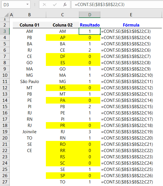 Como comparar Duas Colunas no Excel - Guia do Excel Como comparar Duas Colunas no Excel - Guia do Excel
