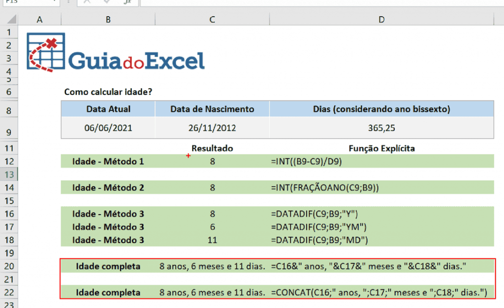 Como Calcular Idade no Excel
