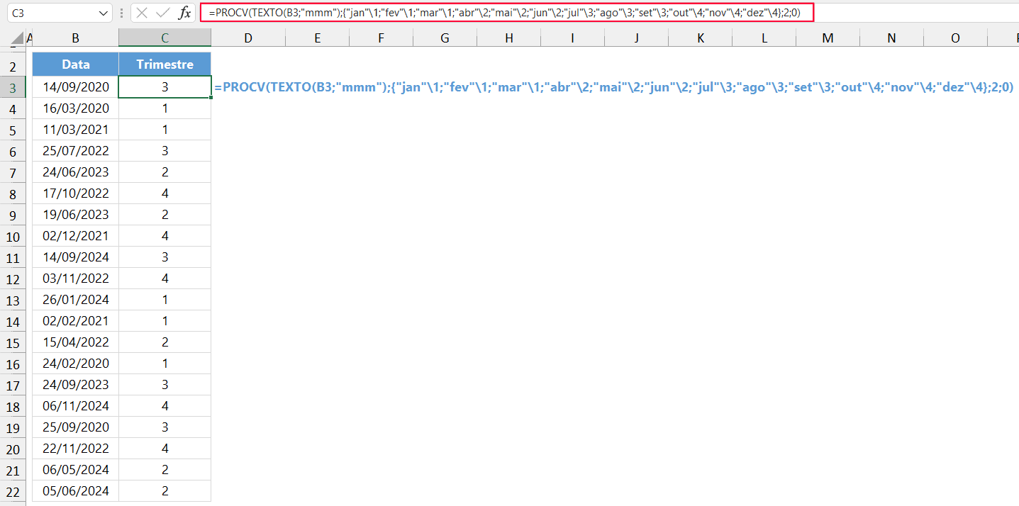 Como Exibir o Datas como Trimestre no Excel