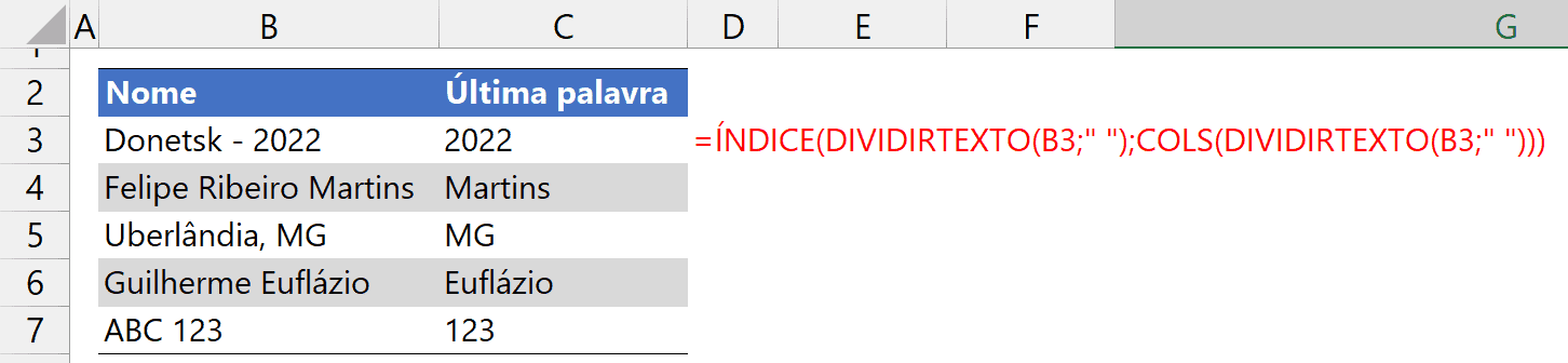 Como Extrair a Última Palavra da Célula no Excel - Guia do Excel