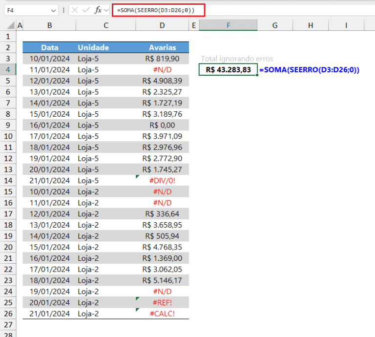 Como Somar Valores Ignorando Erros no Excel - Guia do Excel