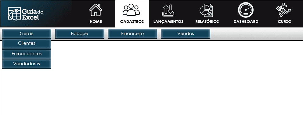 Planilha Menu de Sistema no Excel - Design de Planilhas - Guia do Excel