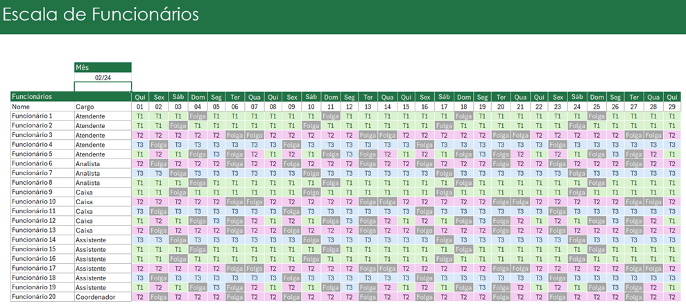 Planilha de Escala de Trabalho em Excel - Guia do Excel Planilha de Escala de Trabalho em Excel - Guia do Excel