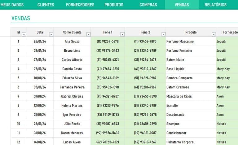 Planilha de Controle de Vendas de Cosméticos Grátis - Guia do Excel