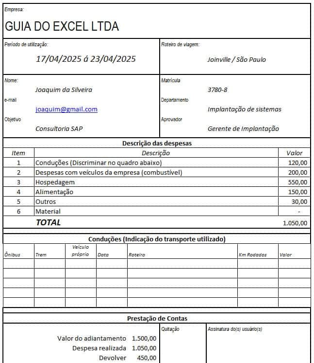 Relatorio De Despesas De Viagem Planilhas De Controle Financeiro: 16